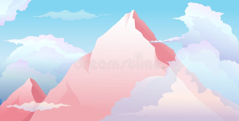 Mountain Peak in Clouds Modern Wallpaper Design Stock Vector ...