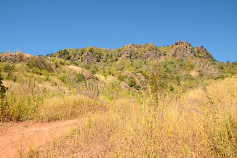 Mountain Peak with Dry Meadow Stock Image - Image of cloud, background ...