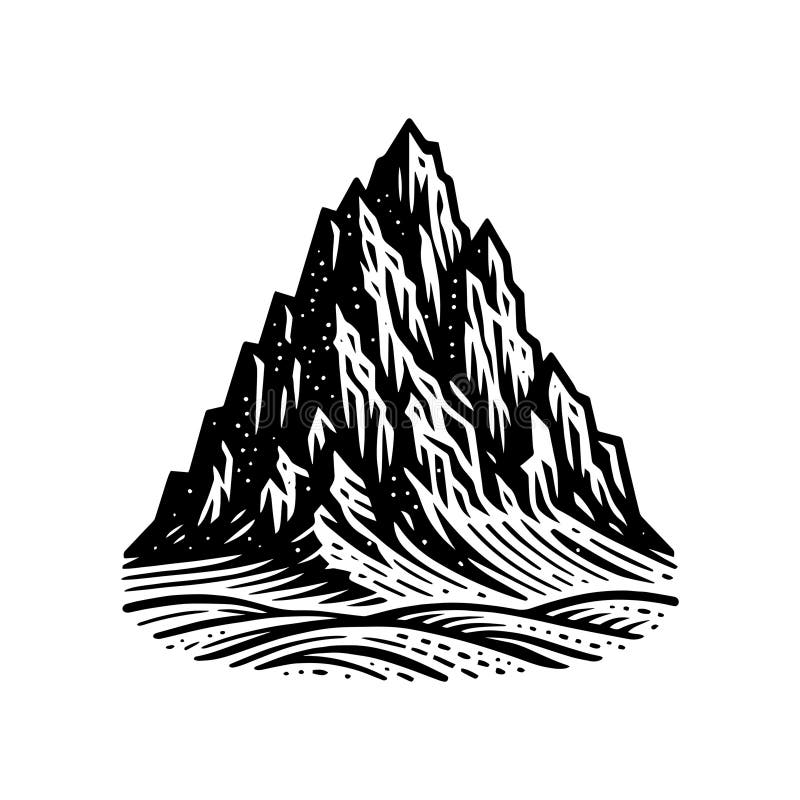 Mountain Peak Front View Vintage Logo Rustic Illustration Icon. Stock ...
