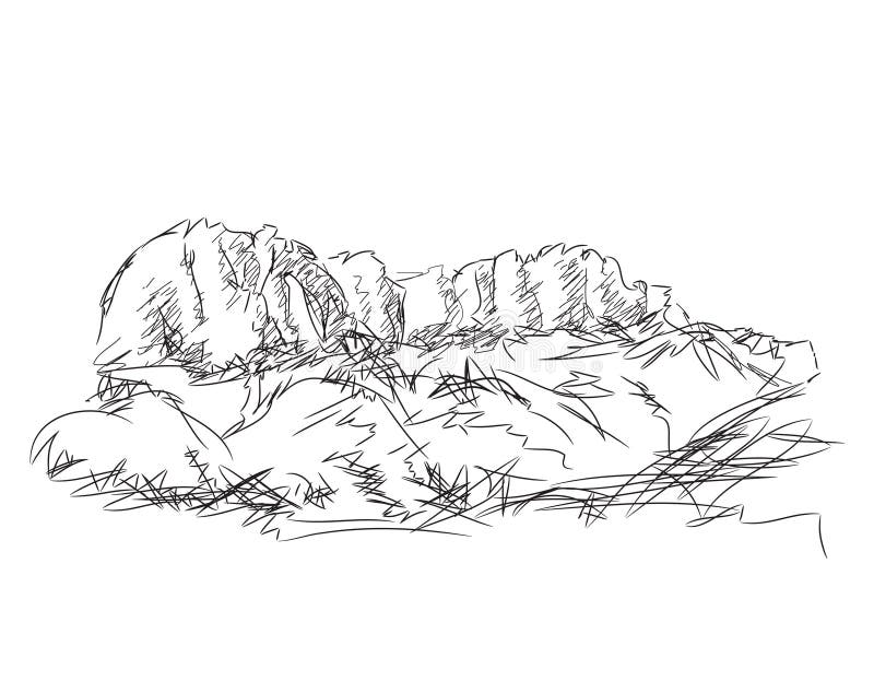 Mountain Peak. Hand Drawn, Vector Illustration Stock Vector ...