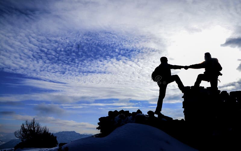 Mountain Peak in the Help and Support Stock Photo - Image of health ...