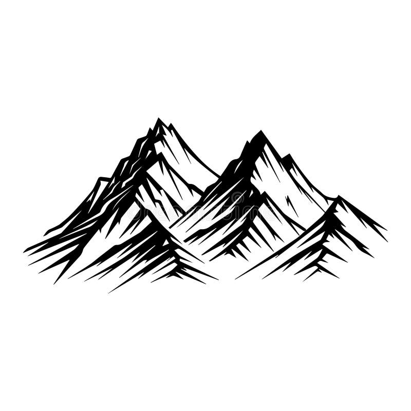 Mountain Peak Logo Black and White Vector Illustration Stock Vector ...