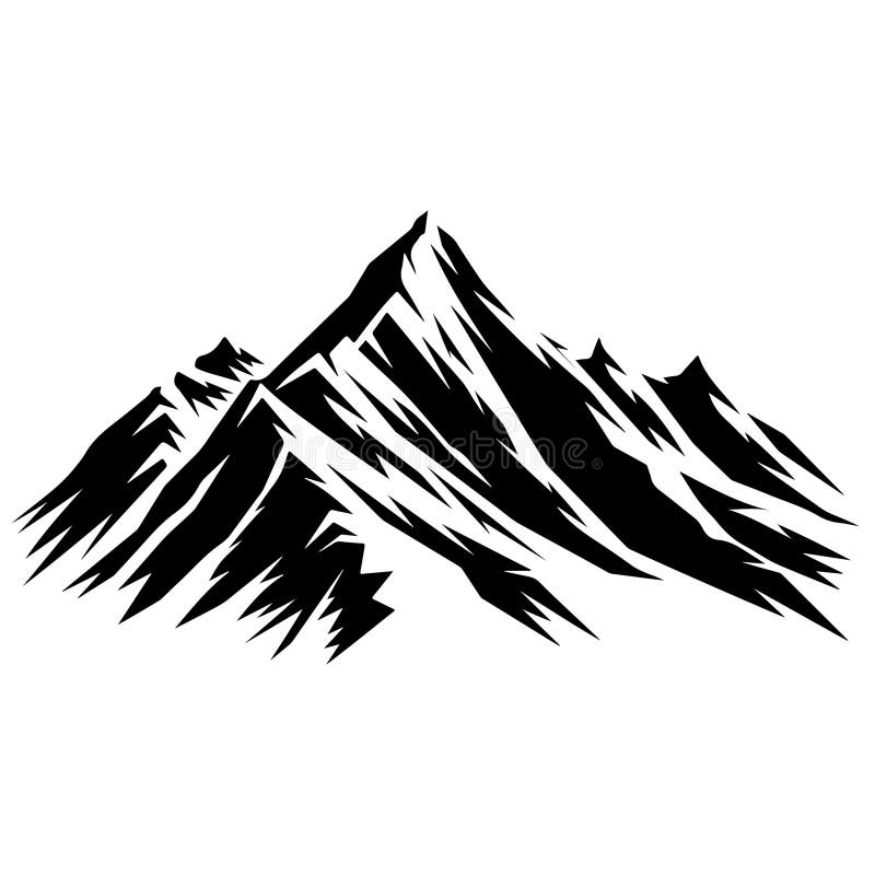 Mountain Peak Logo Black and White Vector Illustration Stock Vector ...