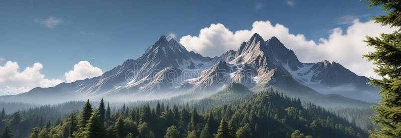 Mountain Peak Rising Above the Treetops in the Distance, Peak, Forest ...