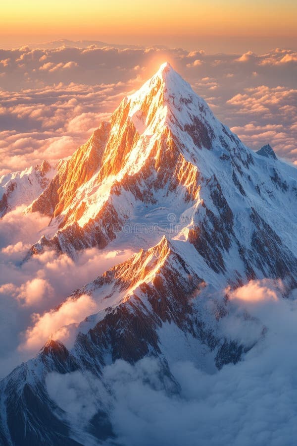 Mountain Peak with Snow and Clouds Stock Photo - Image of climate ...