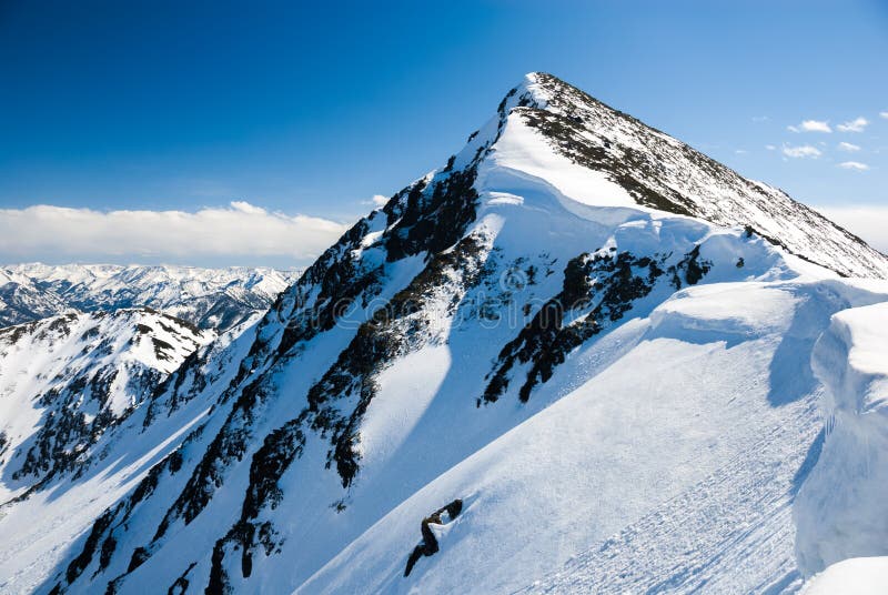 Mountain Peak with Snowcaps in Winter. Stock Image - Image of altitude ...