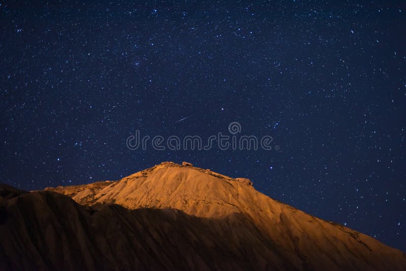 Mountain Peak in Starry Night Stock Photo - Image of galaxy, fantasy ...