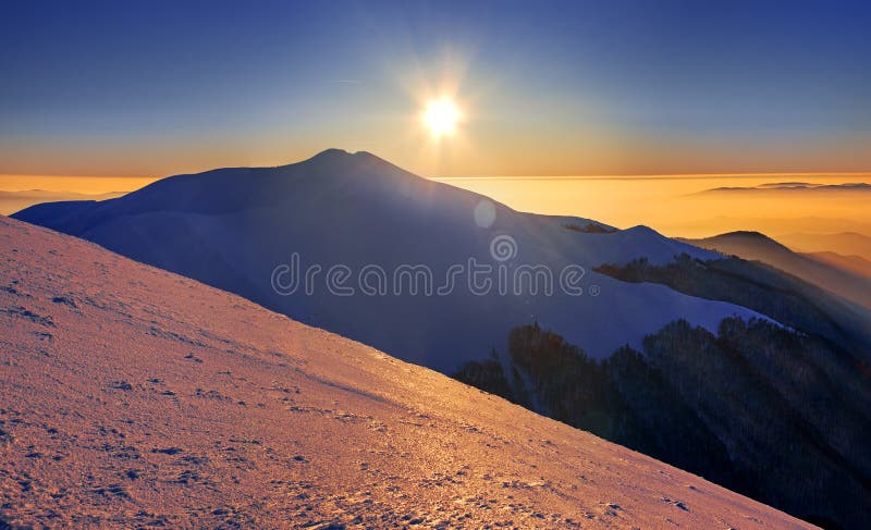Mountain peak, sunset stock photo. Image of forest, ecology - 27421762