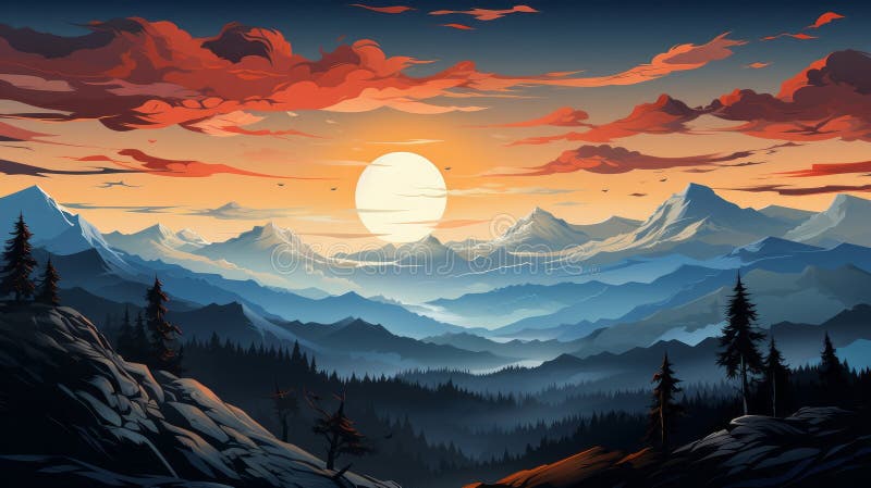 Mountain Peak View Landscape with Sunrise Soft Light. Generative AI ...