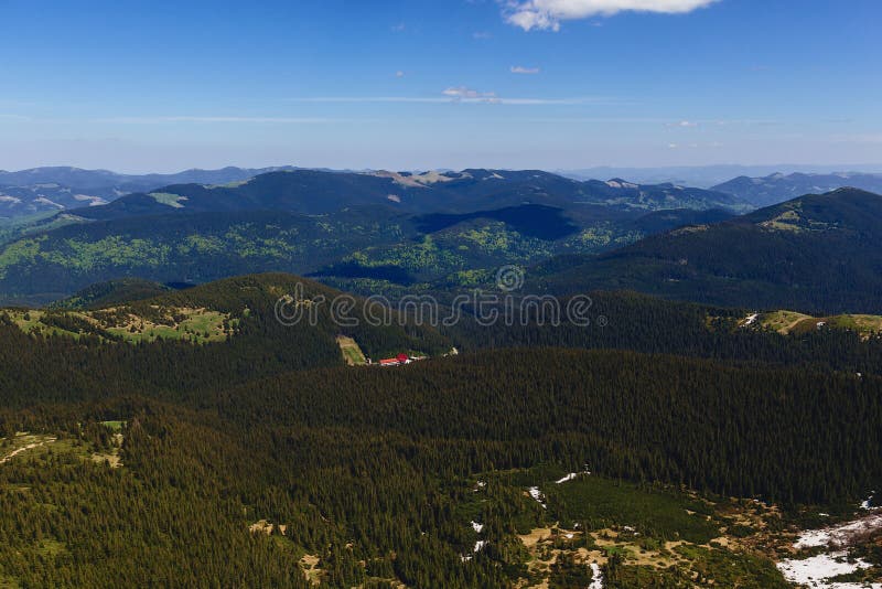 Mountain Peaks with Greenery and Snow in Carpathians Stock Photo ...