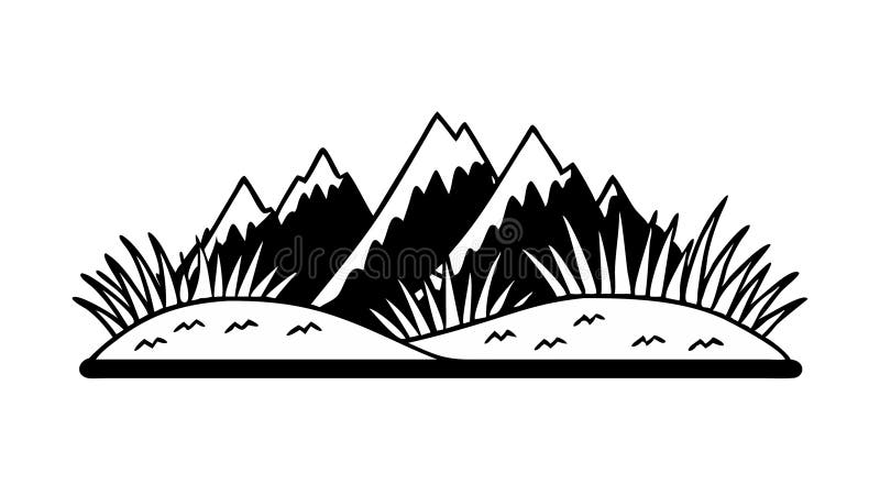 Mountain Peaks Silhouette Icon: Adventure High Altitudes, Vector Design ...