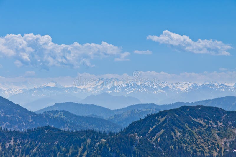 Mountain Peaks in Snow Caps Stock Image - Image of rise, landscape ...