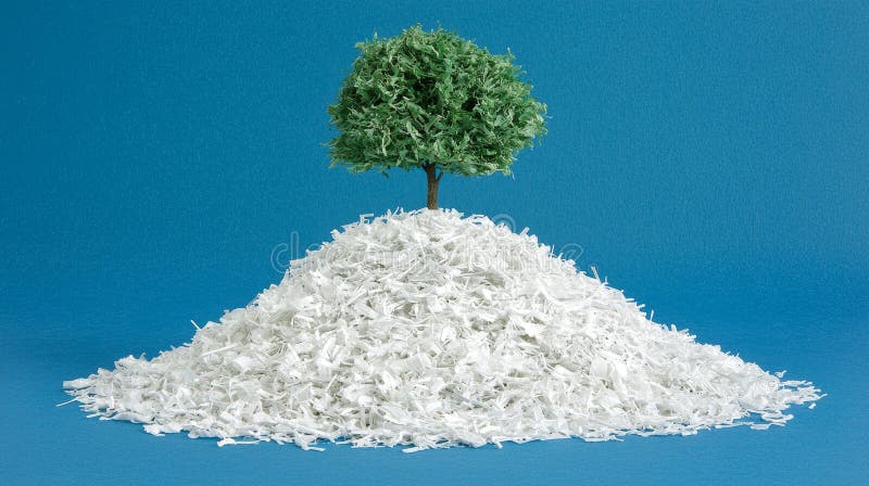 Mountain of Plastic Waste with Single Tree Symbolizing Environmental ...