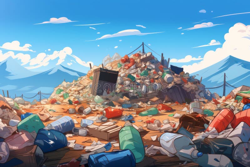 A Mountain of Plastic Waste Under a Clear Blue Sky an Ecological ...