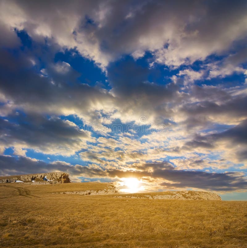 Mountain Plateau at the Sunset Stock Image - Image of nature ...