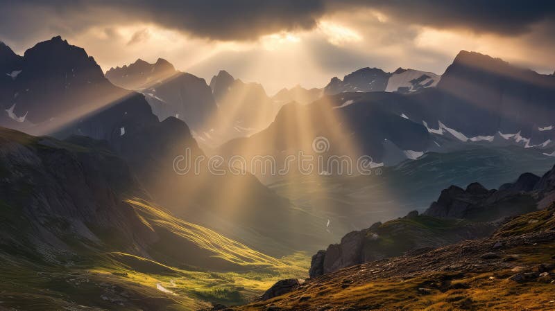 Mountain Puffy Ray of Light Stock Illustration - Illustration of light ...