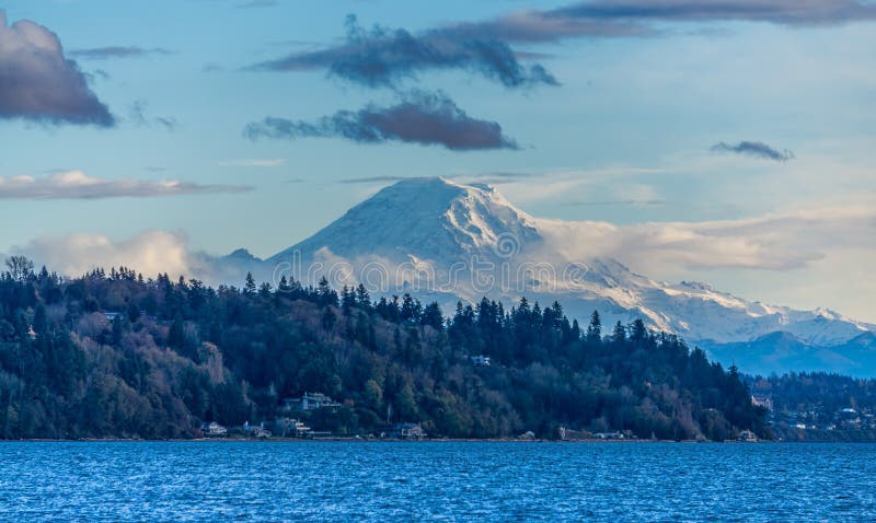 Mountain and Puget Sound Scene 4 Stock Image - Image of landscape ...