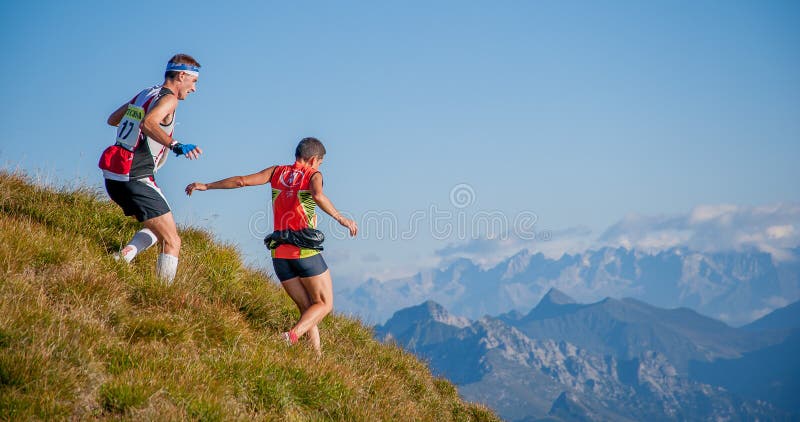 Mountain race editorial photo. Image of goal, clouds - 143847536
