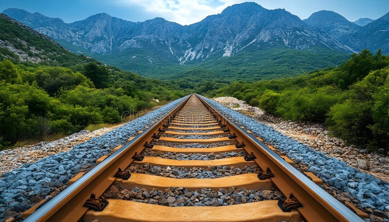 Mountain Railroad Track Perspective Stock Illustration - Illustration of amazing, tourism: 376344505