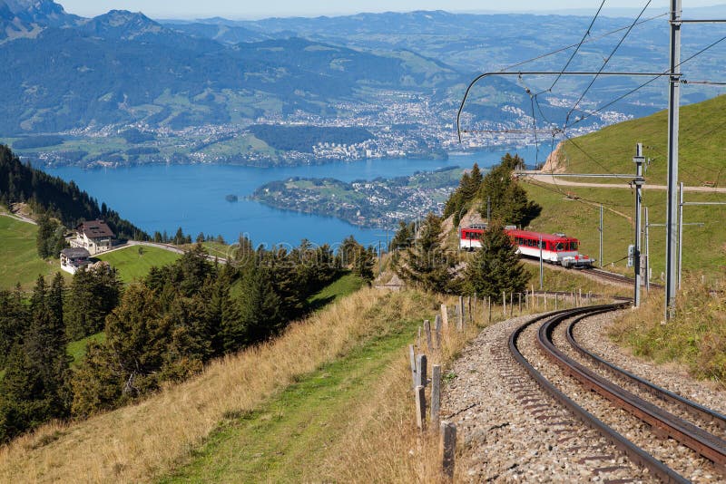 Mountain Railway on Mt. Rigi Stock Photo - Image of mountain, western ...