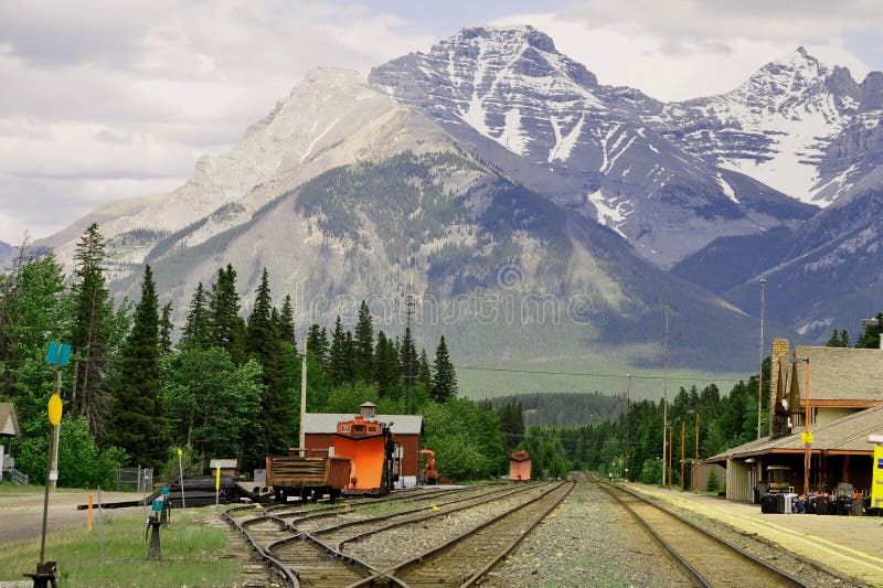 Mountain Railway Yard stock photo. Image of alberta, peaks - 20384026