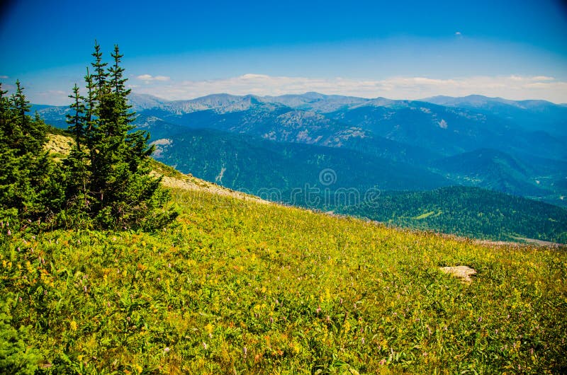 Mountain Range. Big High Hills in Green Stock Photo - Image of lush ...