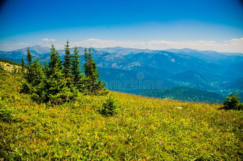 Mountain Range. Big High Hills in Green Stock Image - Image of ...