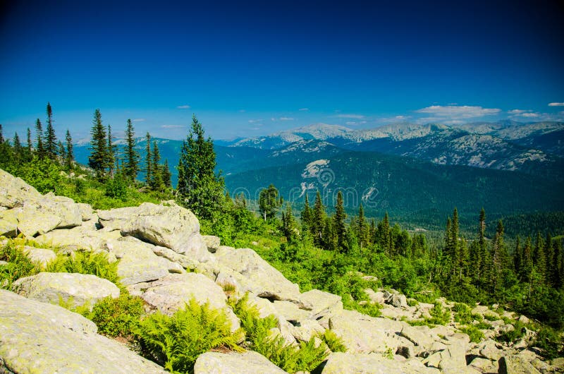 Mountain Range. Big High Hills in Green Stock Image - Image of ...
