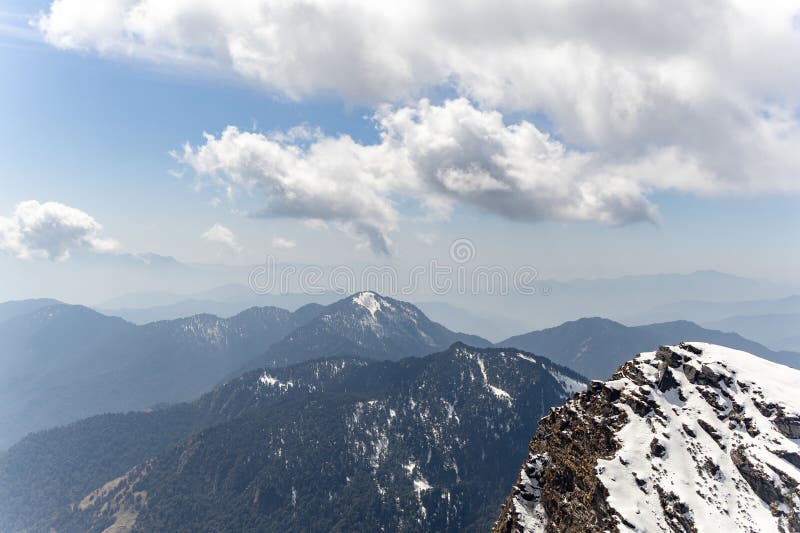 Mountain Range with Bright Blue Sky at Morning Stock Image - Image of ...