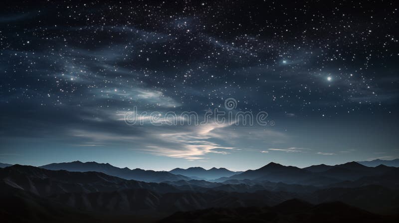 A Mountain Range with a Clear Night Sky Stock Illustration ...