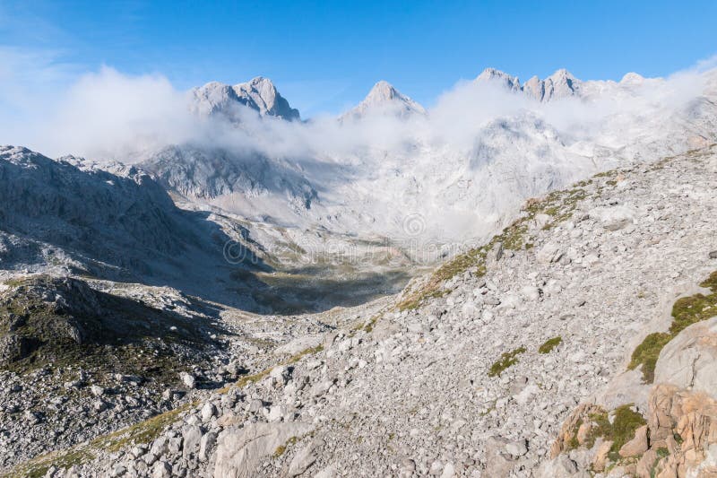 Mountain Range with Cloud Inversion in Picos De Europa National Park ...