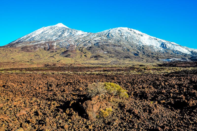 A Mountain Range Covered in Snow and a Barren Desert Stock Photo ...