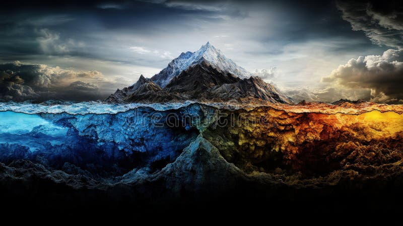 Mountain Range Cross-section Illustrating Geological Layers Nature ...