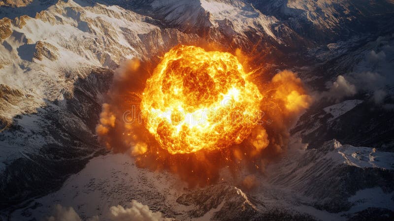Mountain range explosion stock photo. Image of volcanic - 379310734