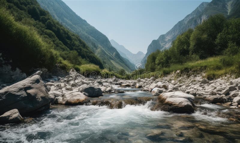 Mountain Range is Fed by Fast-flowing Rivers Creating Using Generative ...