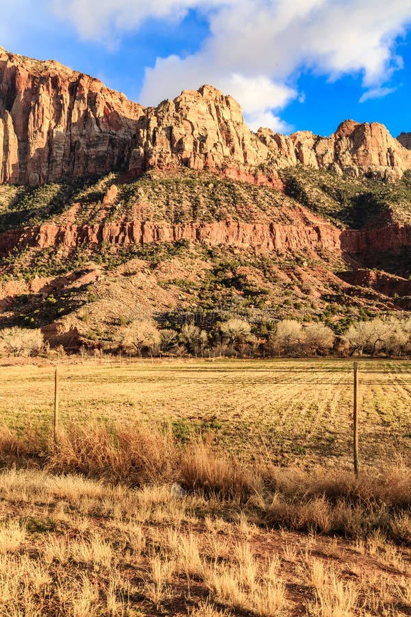 A Mountain Range with a Field of Grass in the Foreground Stock Photo ...