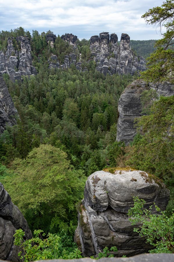 A Mountain Range with a Forest in the Foreground Stock Image - Image of ...