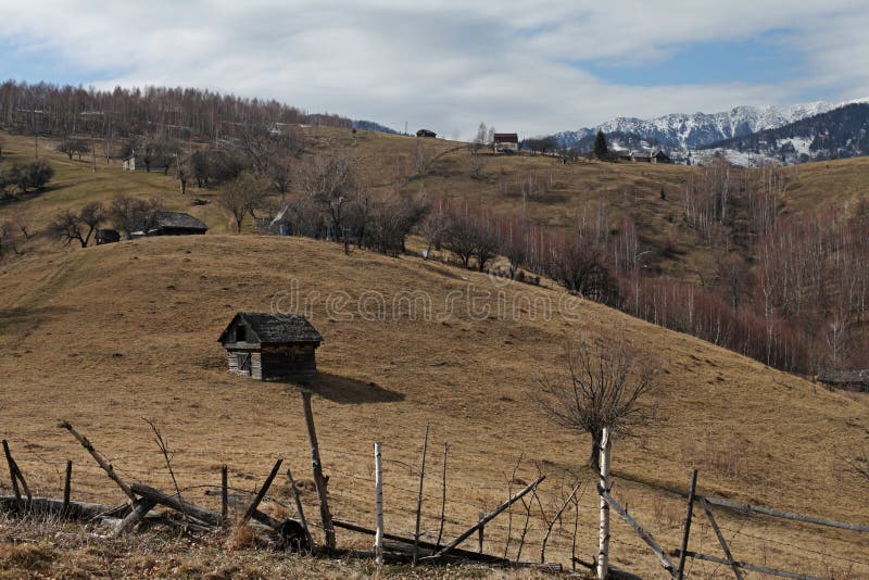 Mountain Range and Forest Village Scene Stock Image - Image of mountain ...