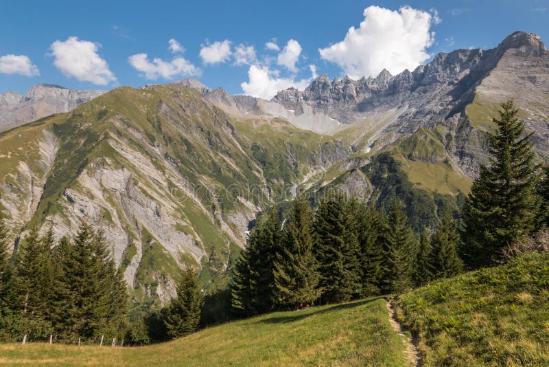 Mountain Range in the Glarus Alps with the Glarus Thrust Fault Stock ...