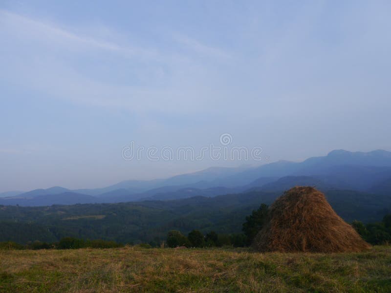 Mountain Range, Green Hills , Hey Stack Stock Photo - Image of range ...
