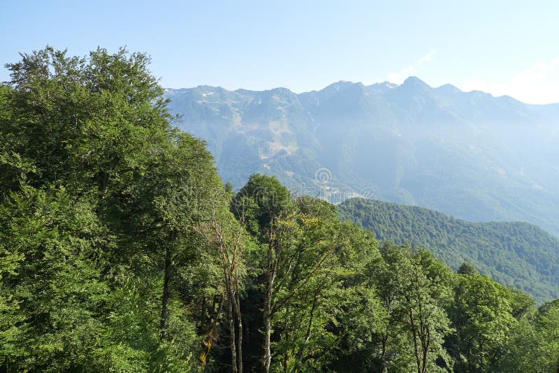 Mountain Range with the Green Slopes on a Clear Summer Day Stock Photo ...