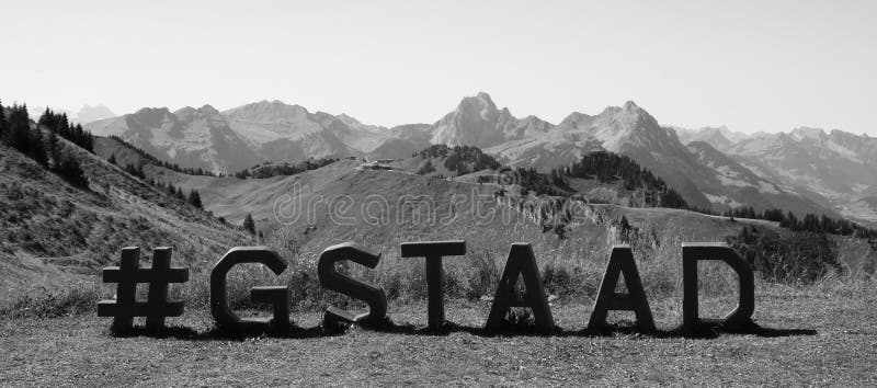Mountain Range and Gstaad Letters on Mount Rinderberg Editorial Image ...
