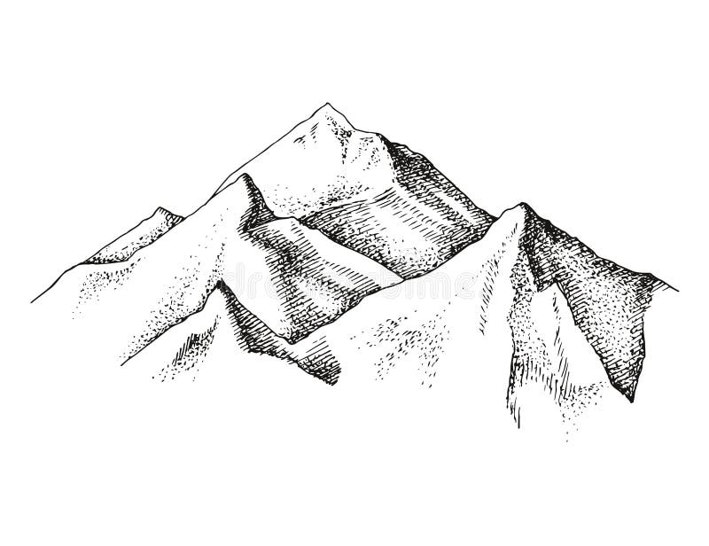 Mountain Range Hand Drawn Vector Illustration Stock Illustration ...