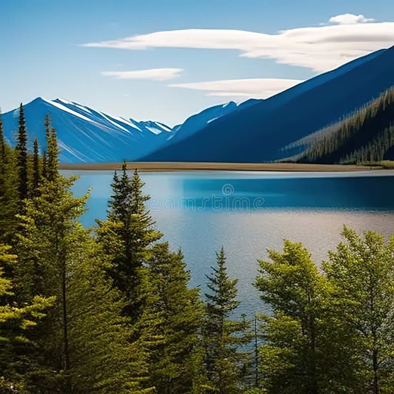 Mountain Range and Lake stock illustration. Illustration of scenic ...