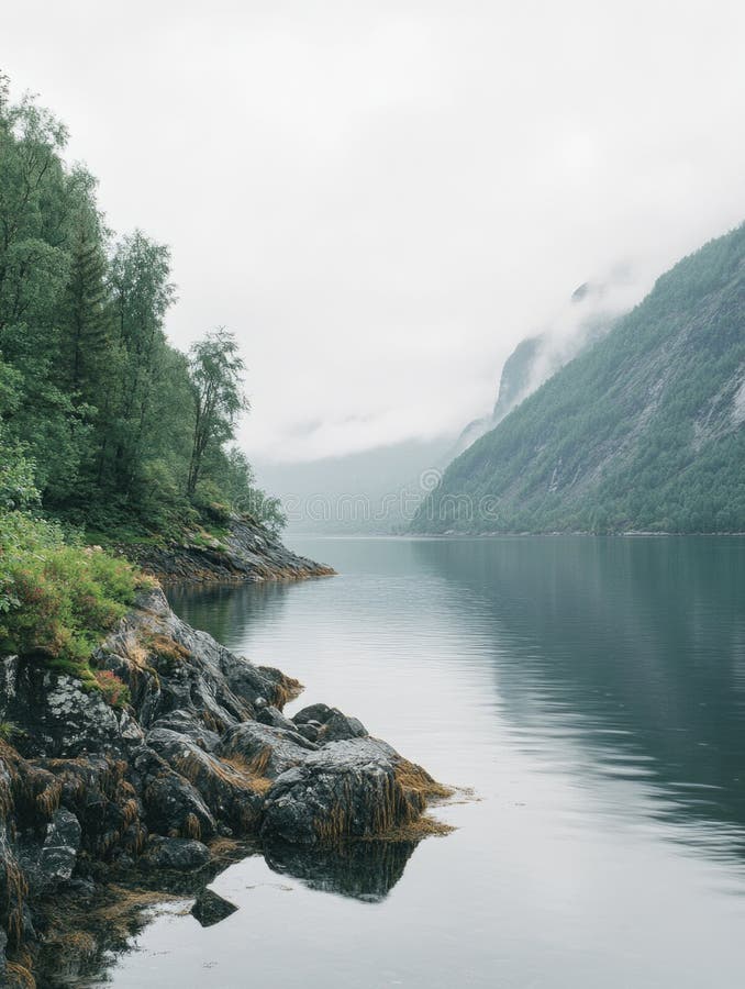 A Mountain Range with a Lake in the Foreground Stock Image - Image of ...
