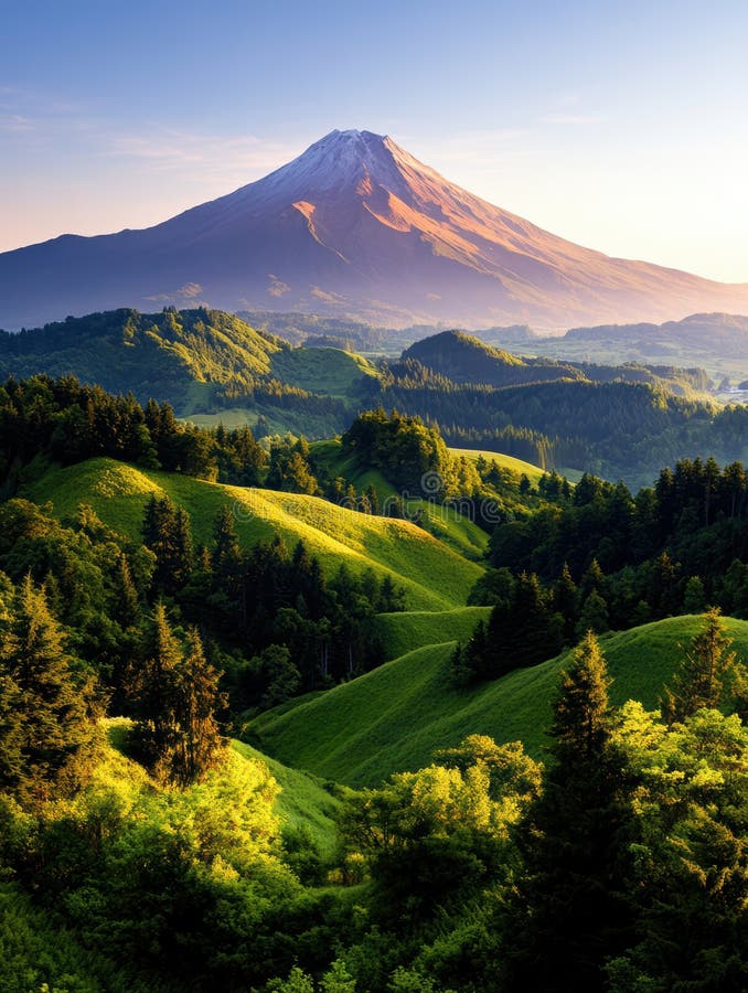 A Mountain Range with a Large Mountain in the Background Stock ...