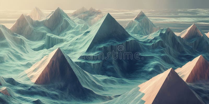 A Mountain Range with a Large Pyramid in the Middle Stock Illustration ...