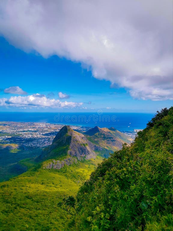 Mountain Range from Le Pouce Mountain View Mauritius Stock Photo ...