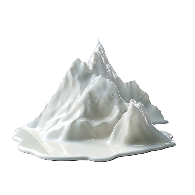 Mountain Range Made of Milk Melting on White Background Stock ...