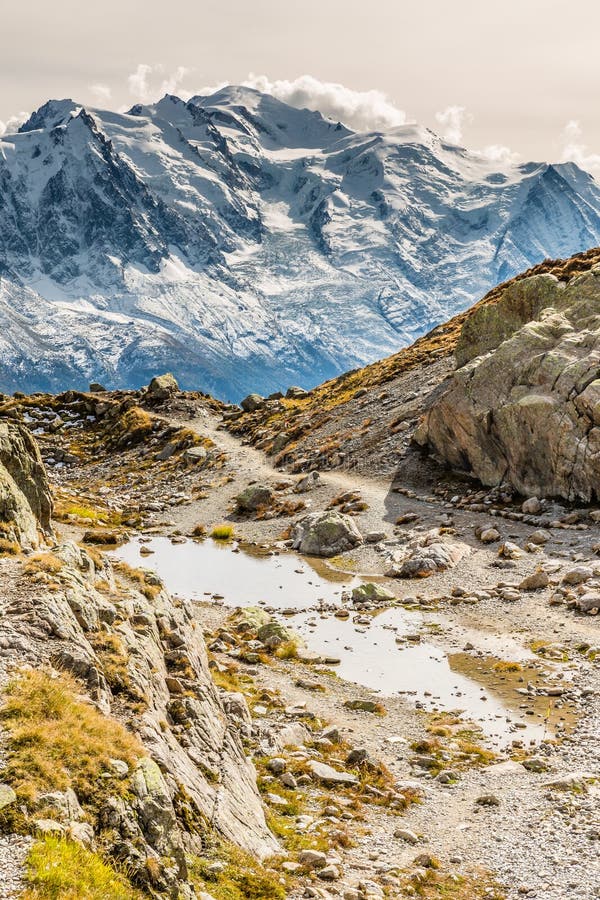 Mountain Range with Mont Blanc - France Stock Photo - Image of hiking ...